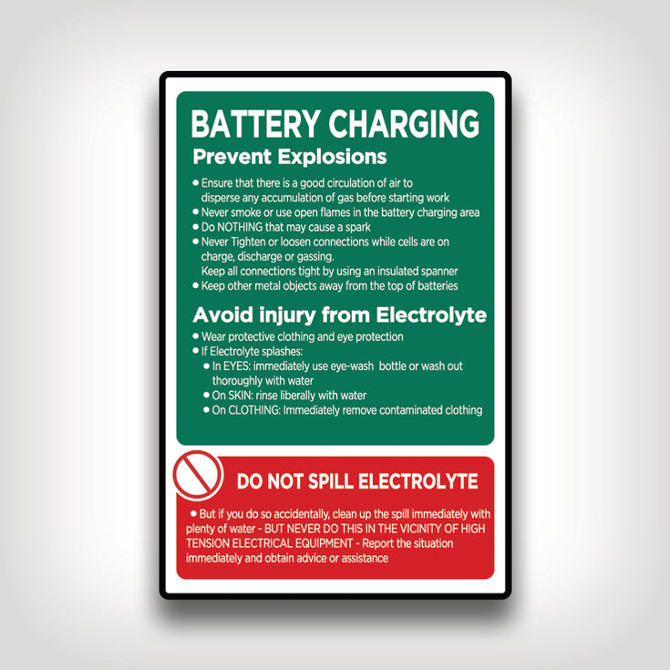 Battery Charging Instructions Sign — CertifyMe