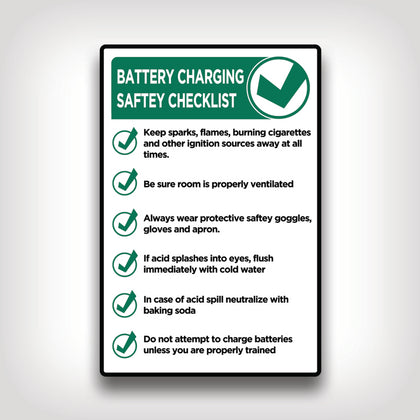 Battery Charging Safety Checklist Sign – CertifyMe